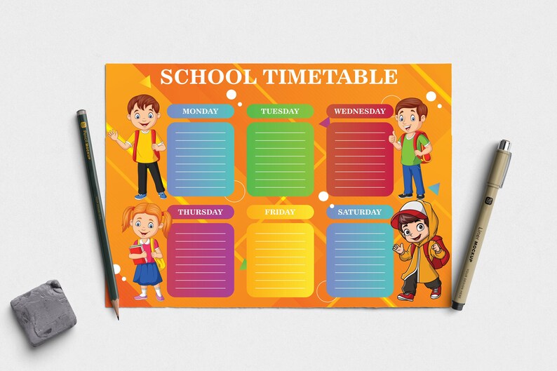 School Timetable, Printable Weekly Planner, Stylish Weekly Planner ...