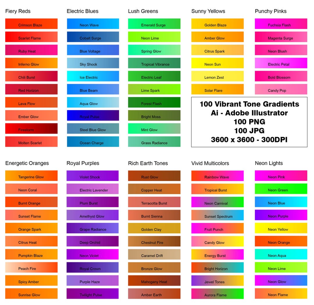 100 Two-tone Vibrant Gradients – PNG, JPG & Ai | High-resolution ...