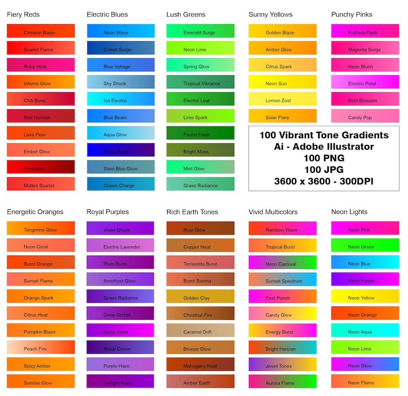 100 Two-tone Vibrant Gradients – PNG, JPG & Ai | High-resolution ...
