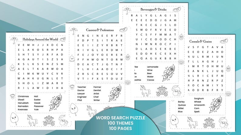100 Word Search Printable Puzzle, Word Search, Homeschool Learning ...