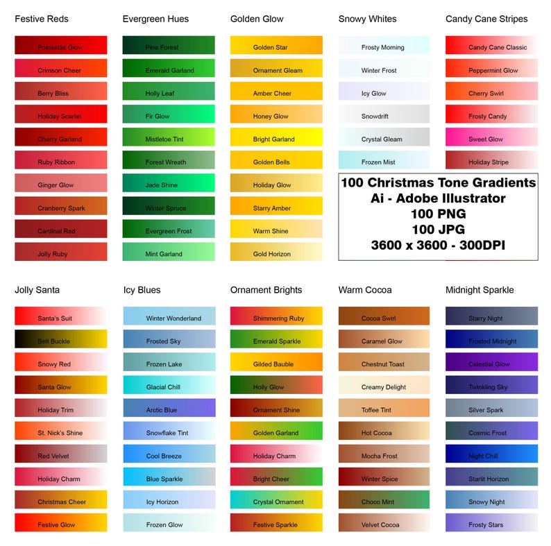 100 Two-tone Christmas Gradients – PNG, JPG & Ai | High-resolution ...