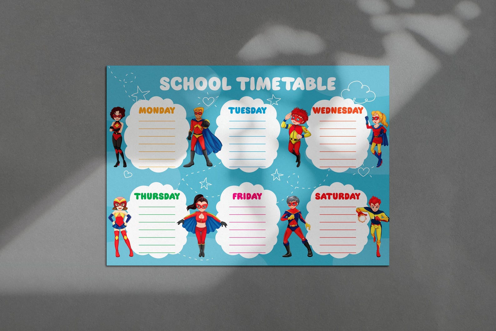 School Timetable, Printable Weekly Planner, Stylish Weekly Planner ...