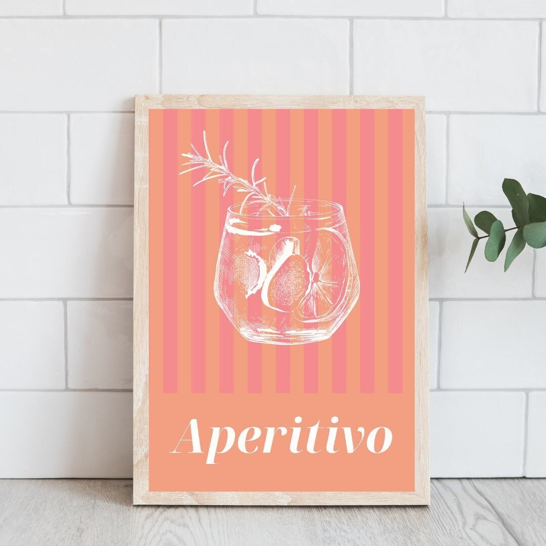Aperitivo Bar Cart Art, Bar Cart Sign, Drinking Wine Quote, Bar Cart ...