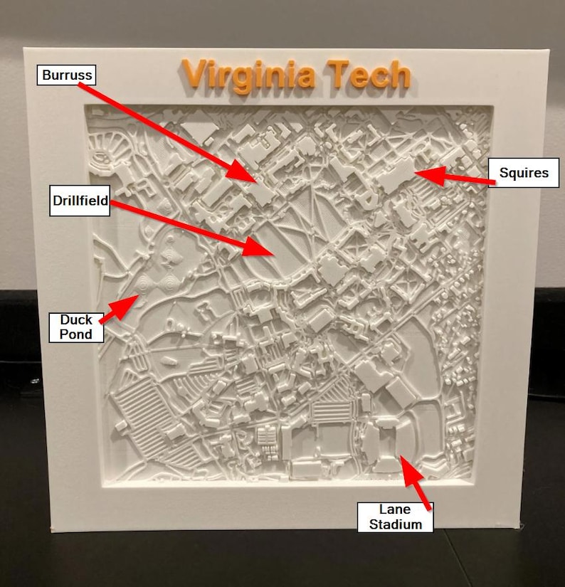 Virginia Tech Campus Map - Unique College Gift - Etsy