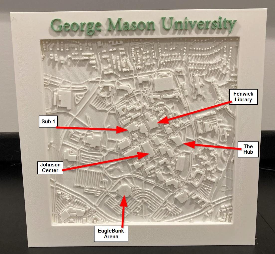 George Mason University (GMU) Campus Map - Unique College Gift - Etsy