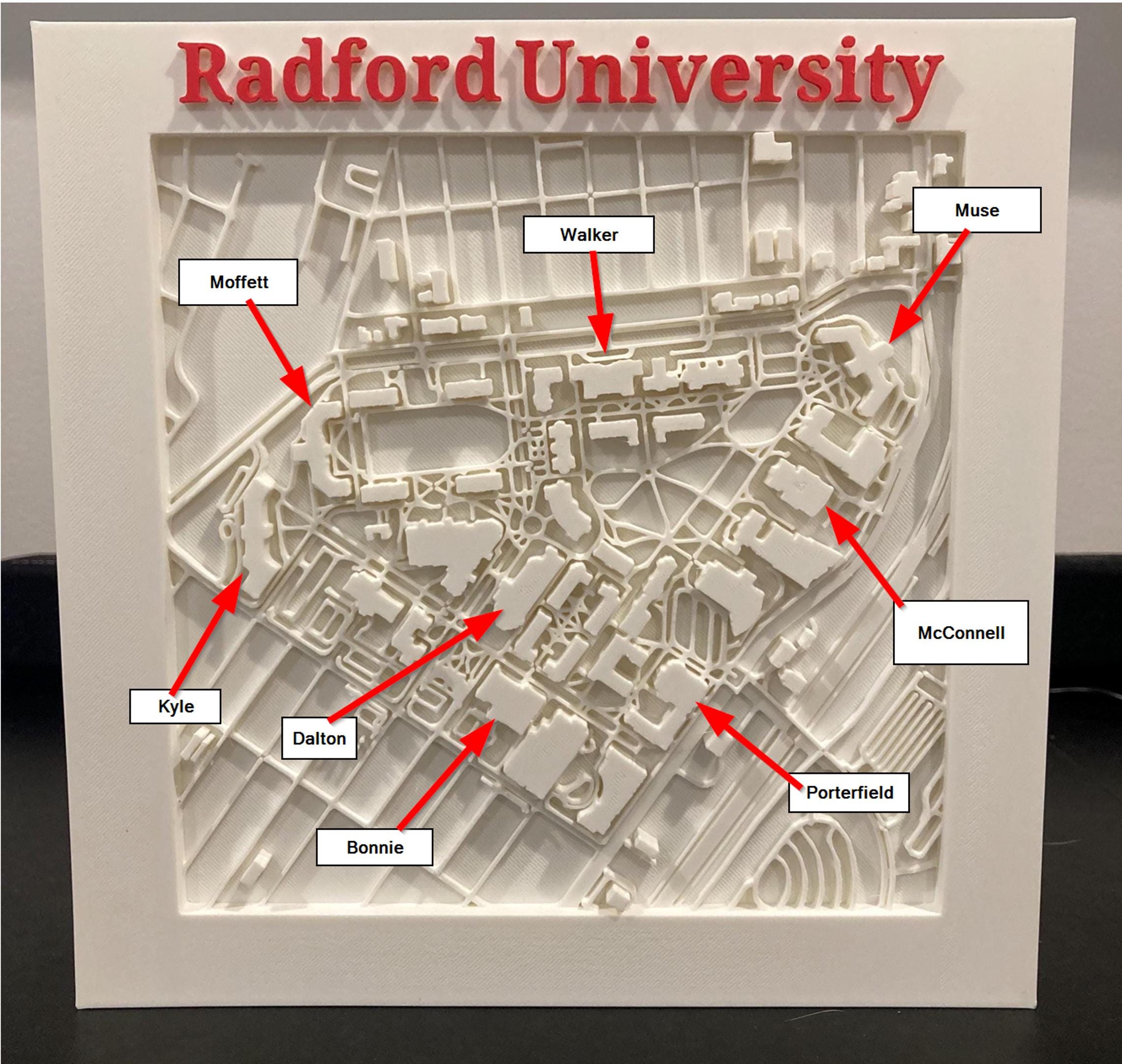 Radford University Campus Map - Unique College Gift - Etsy
