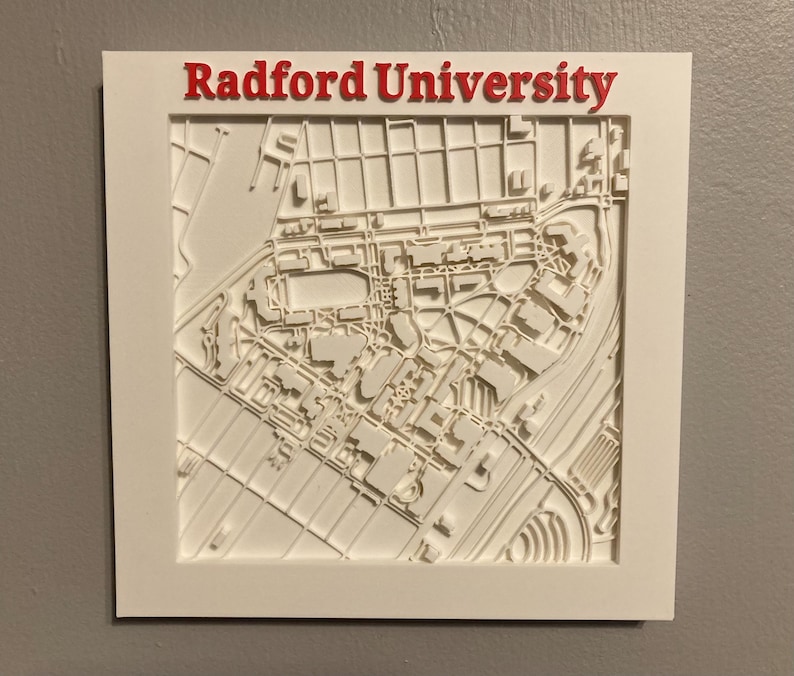 Radford University Campus Map - Unique College Gift - Etsy