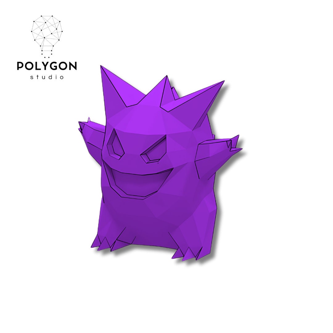 3D Paper Low Poly Gengar Pokemon Papercraft Origami Instant Download ...