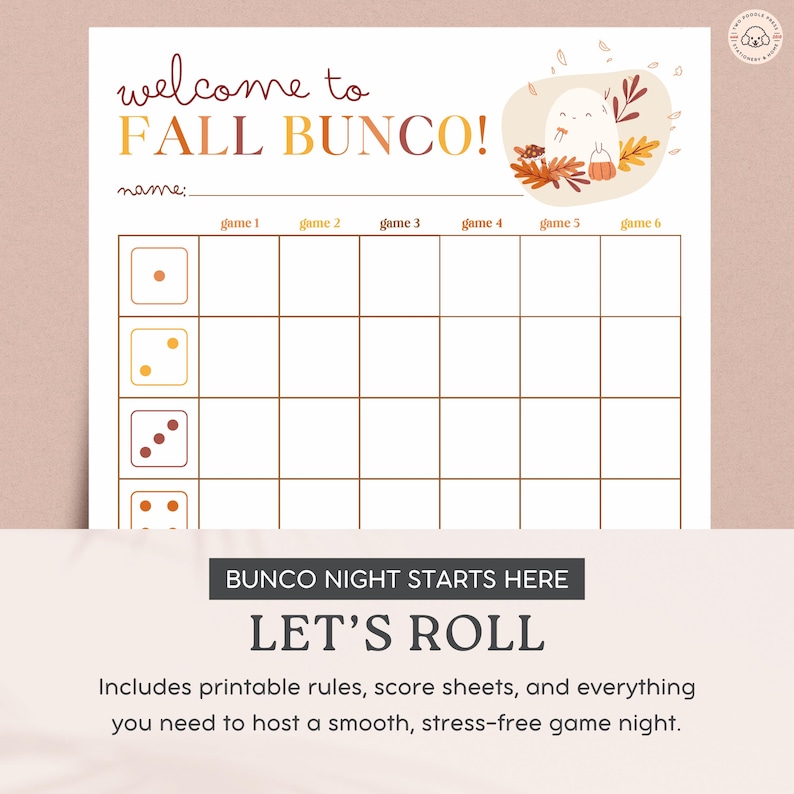 Fall Ghost Bunco Party Kit: Printable Score Sheets & Table Numbers (PDF ...