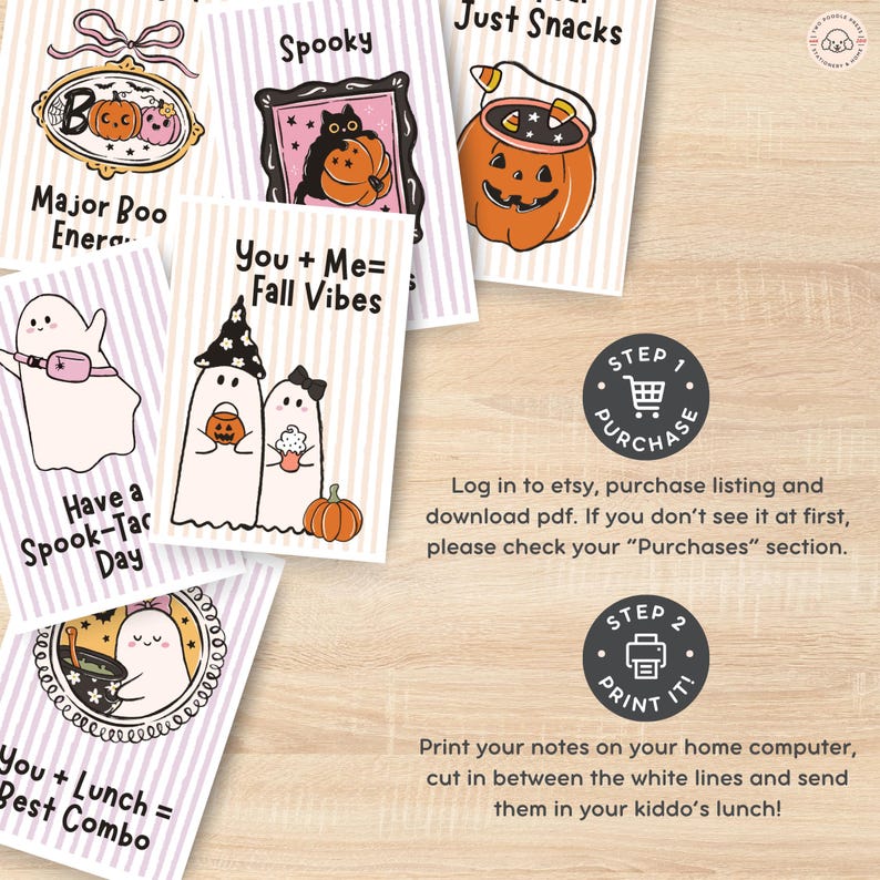 Halloween Lunchbox Notes Printable – Cute & Spooky Lunch Box Cards for ...