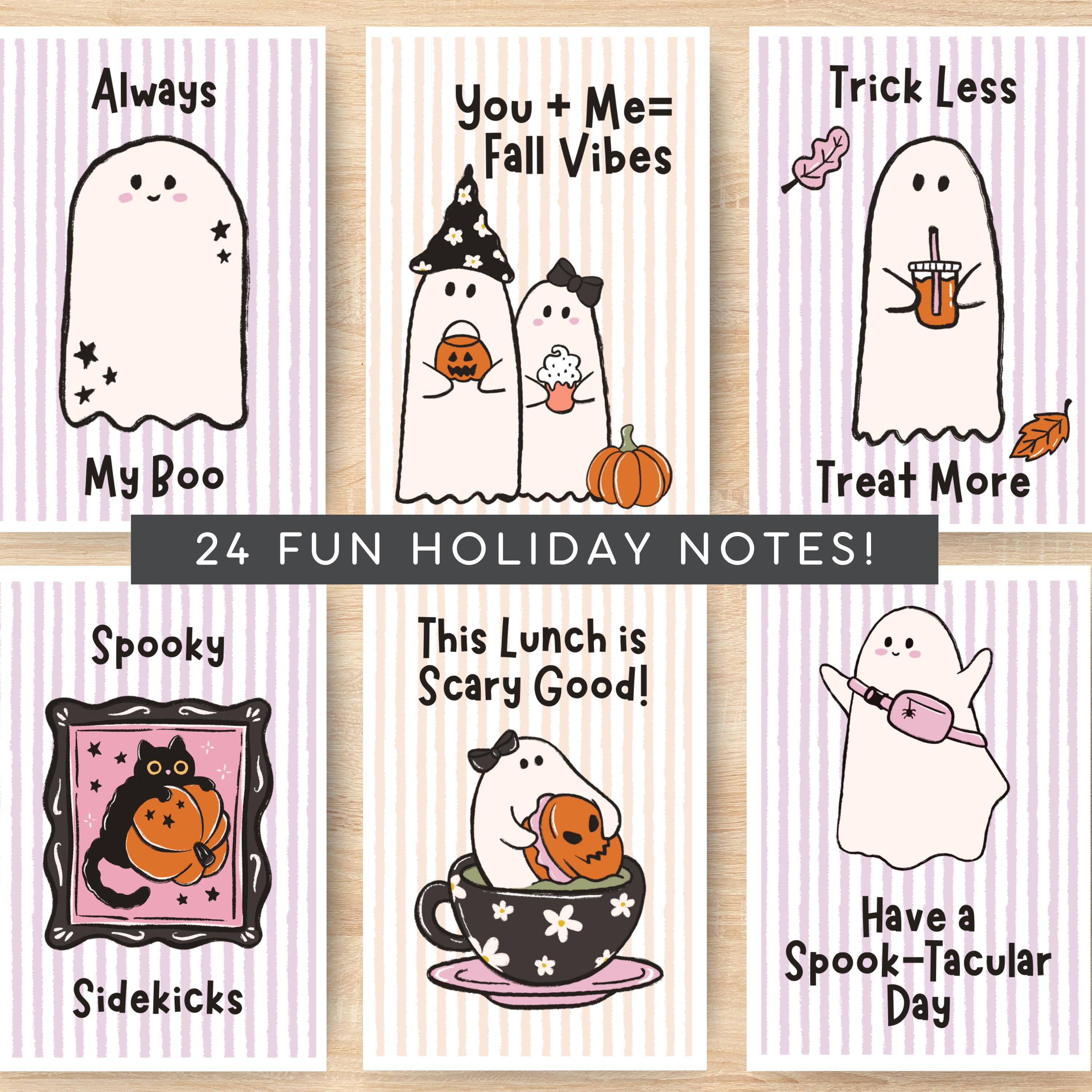 Halloween Lunchbox Notes Printable – Cute & Spooky Lunch Box Cards for ...