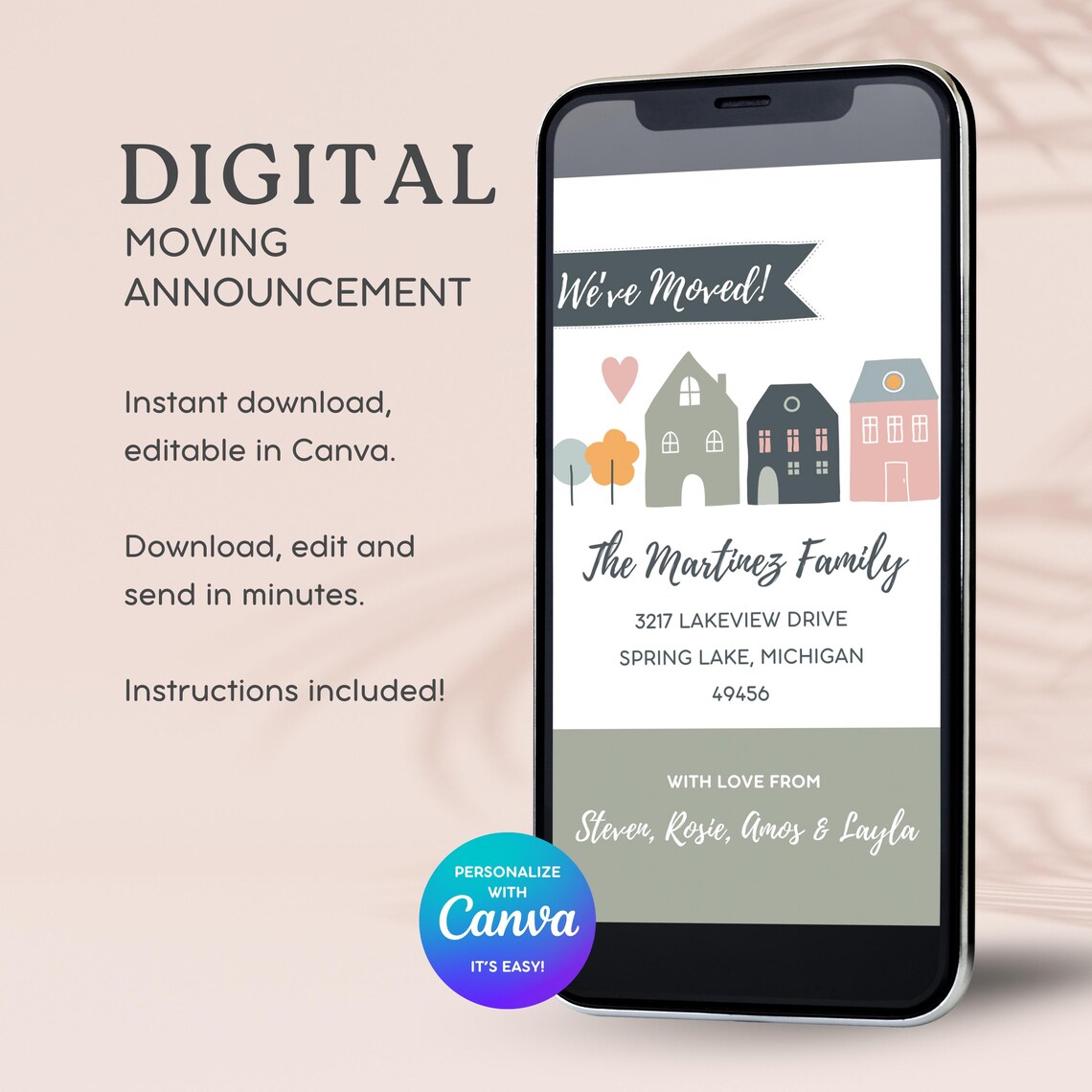 Farmhouse Moving Announcement Template: New Home Card (digital Download ...