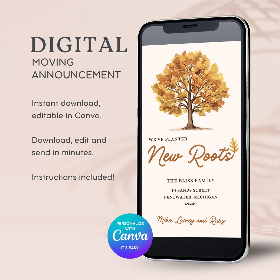 Fall Moving Announcement: Watercolor Tree, New Address (digital ...