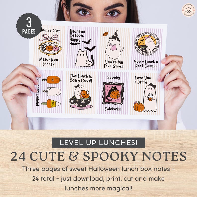 Halloween Lunchbox Notes Printable – Cute & Spooky Lunch Box Cards for ...