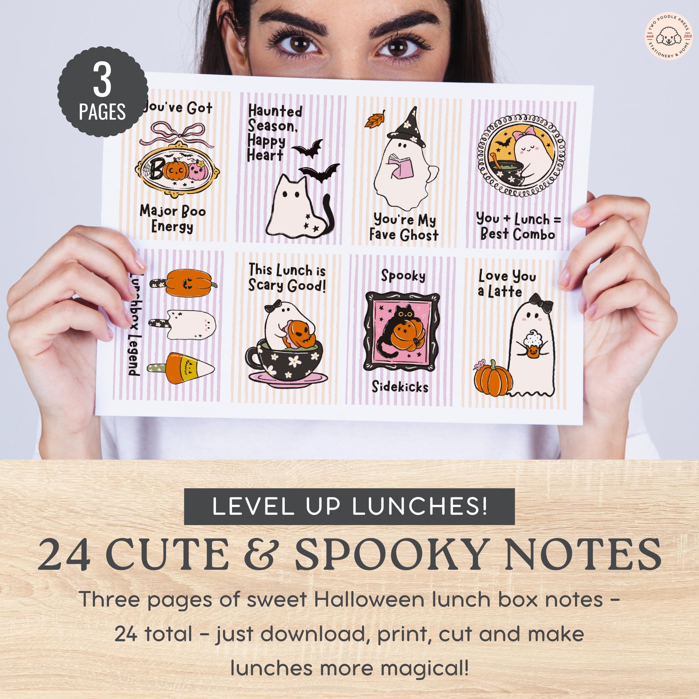 Halloween Lunchbox Notes Printable – Cute & Spooky Lunch Box Cards for ...
