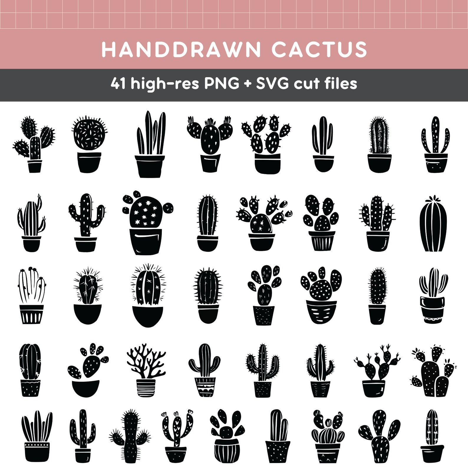 Cactus Svg Bundle, Succulent Svg Clipart Png & Svg for Cricut ...