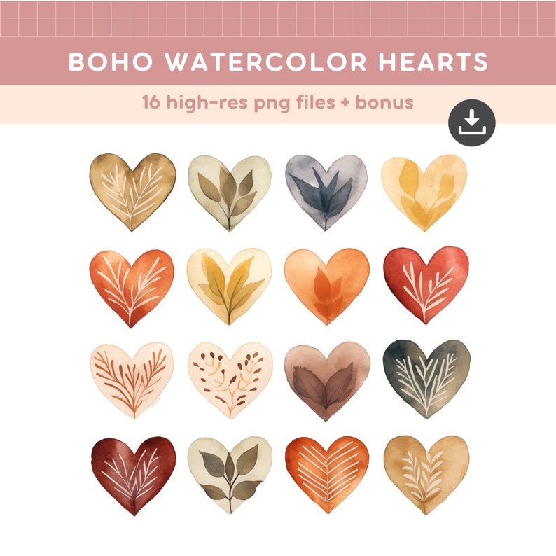 Heart Watercolor Art PNG Heart Clip Art, PNG Hearts Digital Clip Art ...