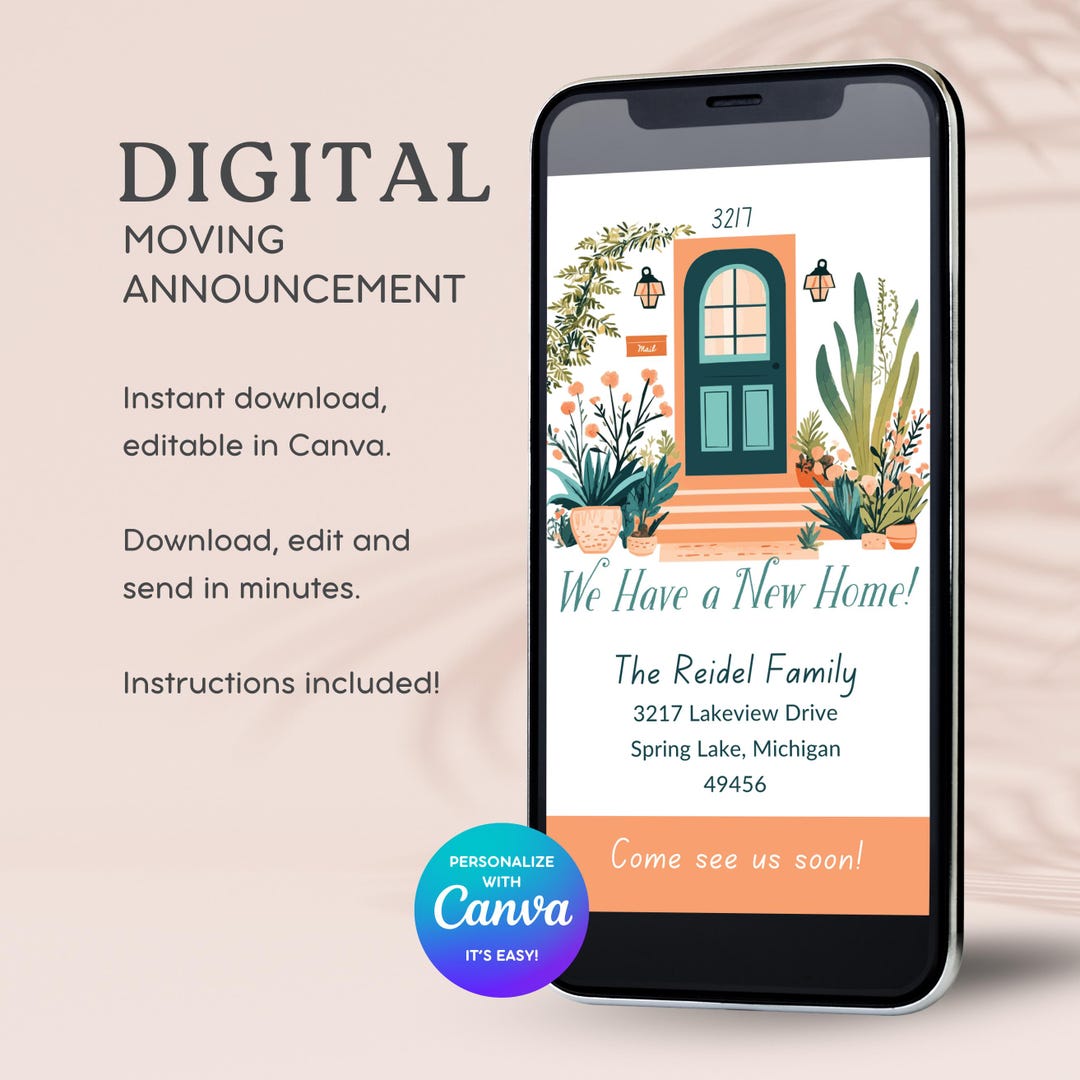 Moving Announcement Digital Template for Text on Mobile, New Address ...