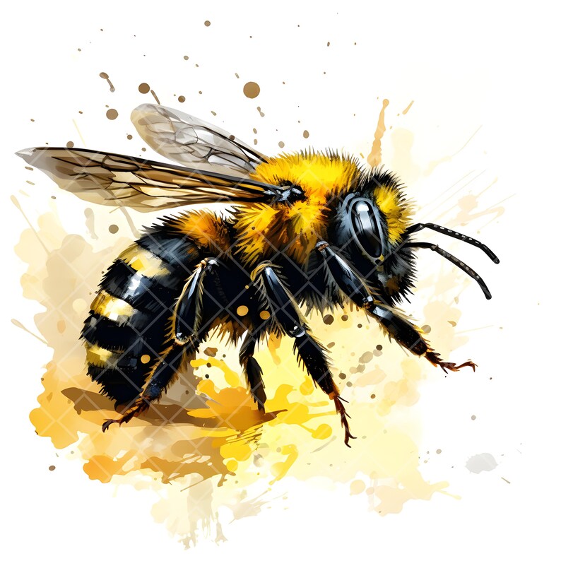 Bumblebee Art Watercolor Bumblebee Clipart Watercolor Clipart Bumblebee ...