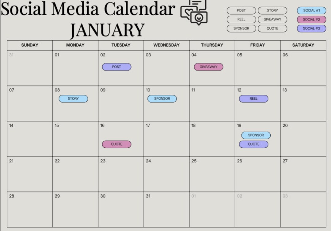 Customizable Social Media Content Calendar - Etsy