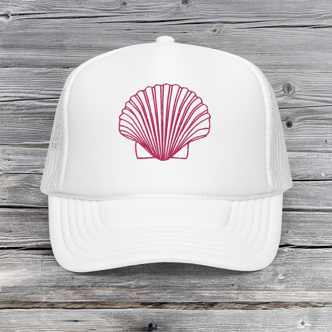 Sea Shell Embroidered Trucker Hat, Foam Trucker Hat, Vacation Hat ...