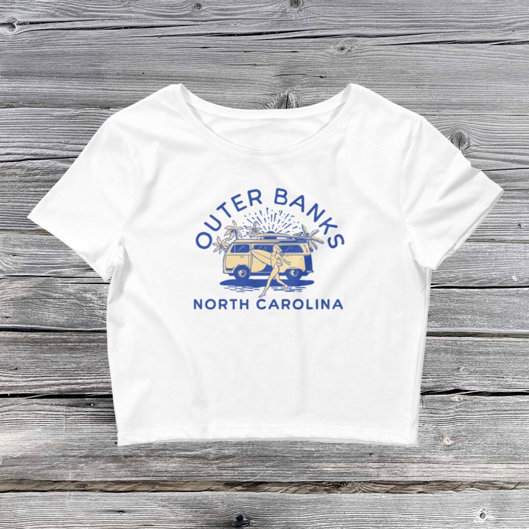 Outer Banks North Carolina Retro Graphic Baby Tee, Vintage OBX Crop Top ...