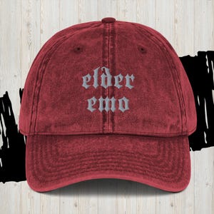 Elder Emo Embroidered Vintage Cotton Twill Cap, Emo Hat - Etsy