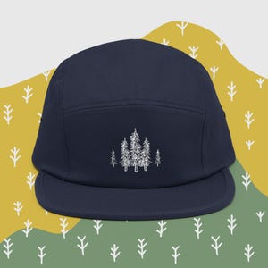 Evergreen Tree Embroidered 5 Panel Hat, Forrest Trees Hat, Camping ...