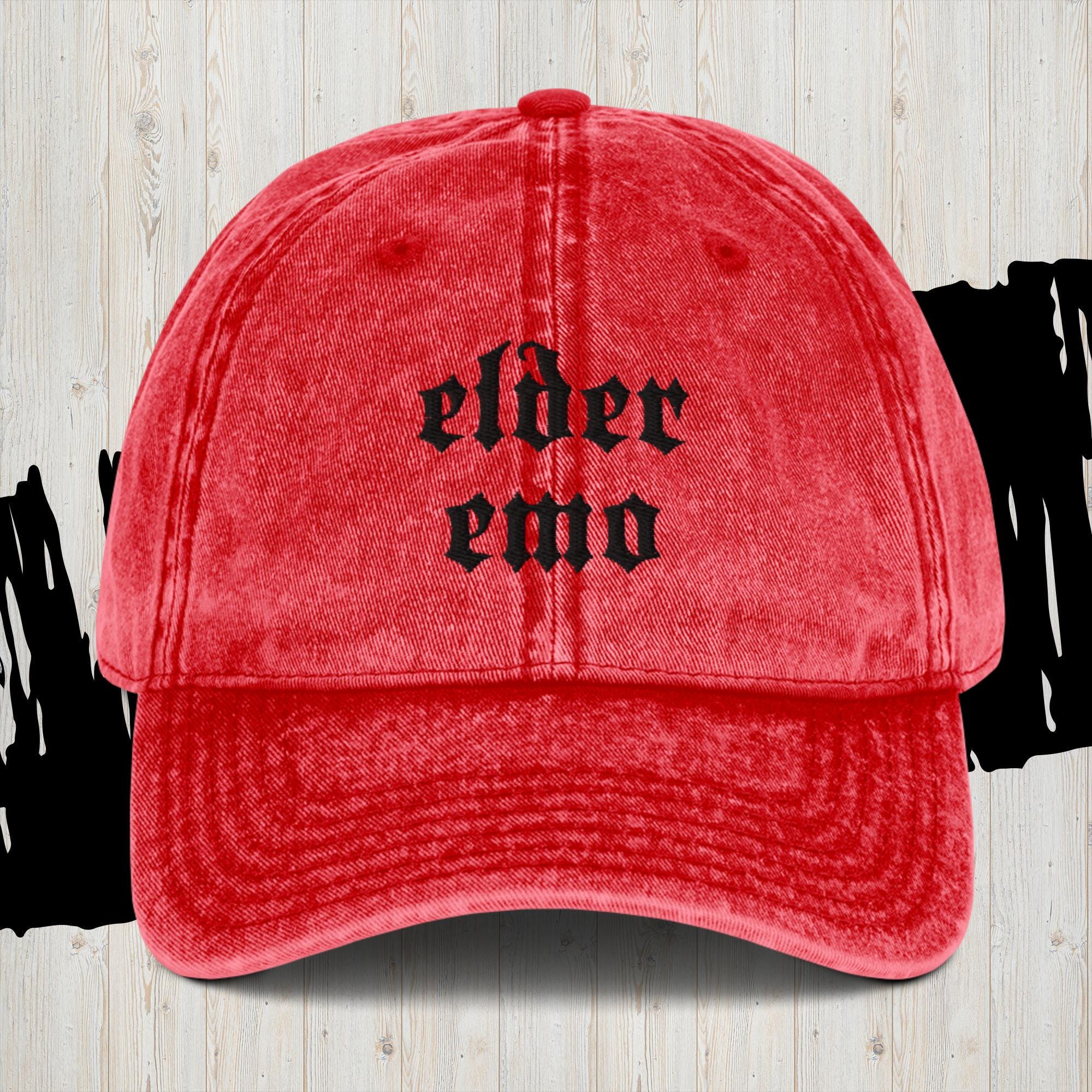 Elder Emo Embroidered Vintage Cotton Twill Cap, Emo Hat - Etsy