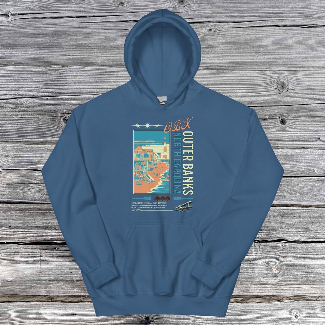 Outer Banks North Carolina Retro Graphic Hoodie, Vintage OBX Unisex ...