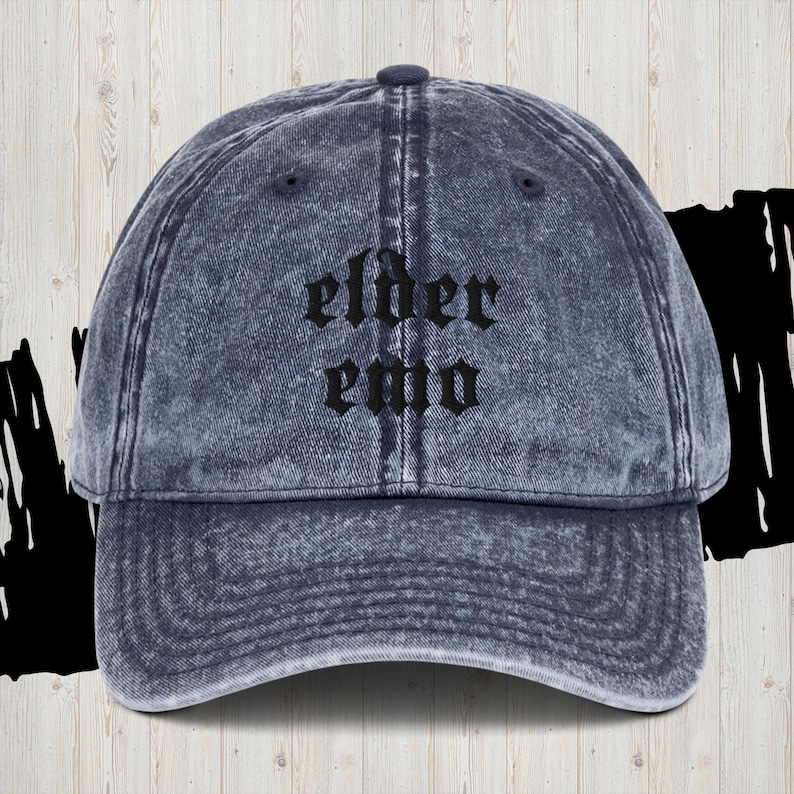 Elder Emo Embroidered Vintage Cotton Twill Cap, Emo Hat - Etsy