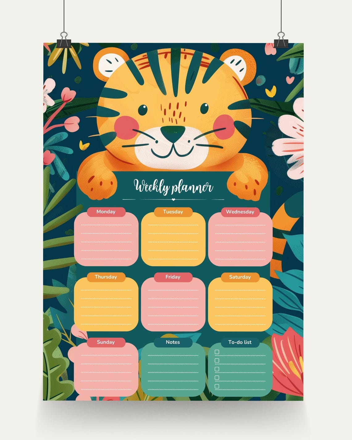 Kid's Weekly Planner | Fun Cartoon Planner | Printable | Digital ...