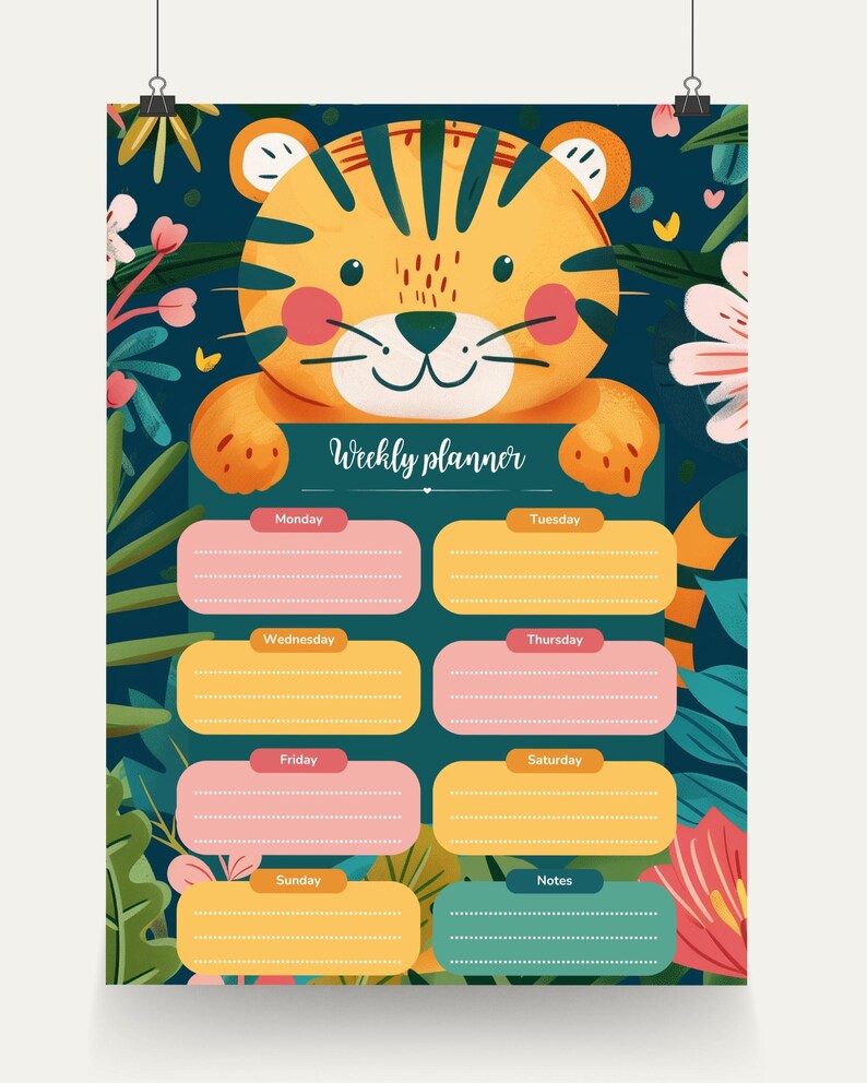 Kid's Weekly Planner | Fun Cartoon Planner | Printable | Digital ...