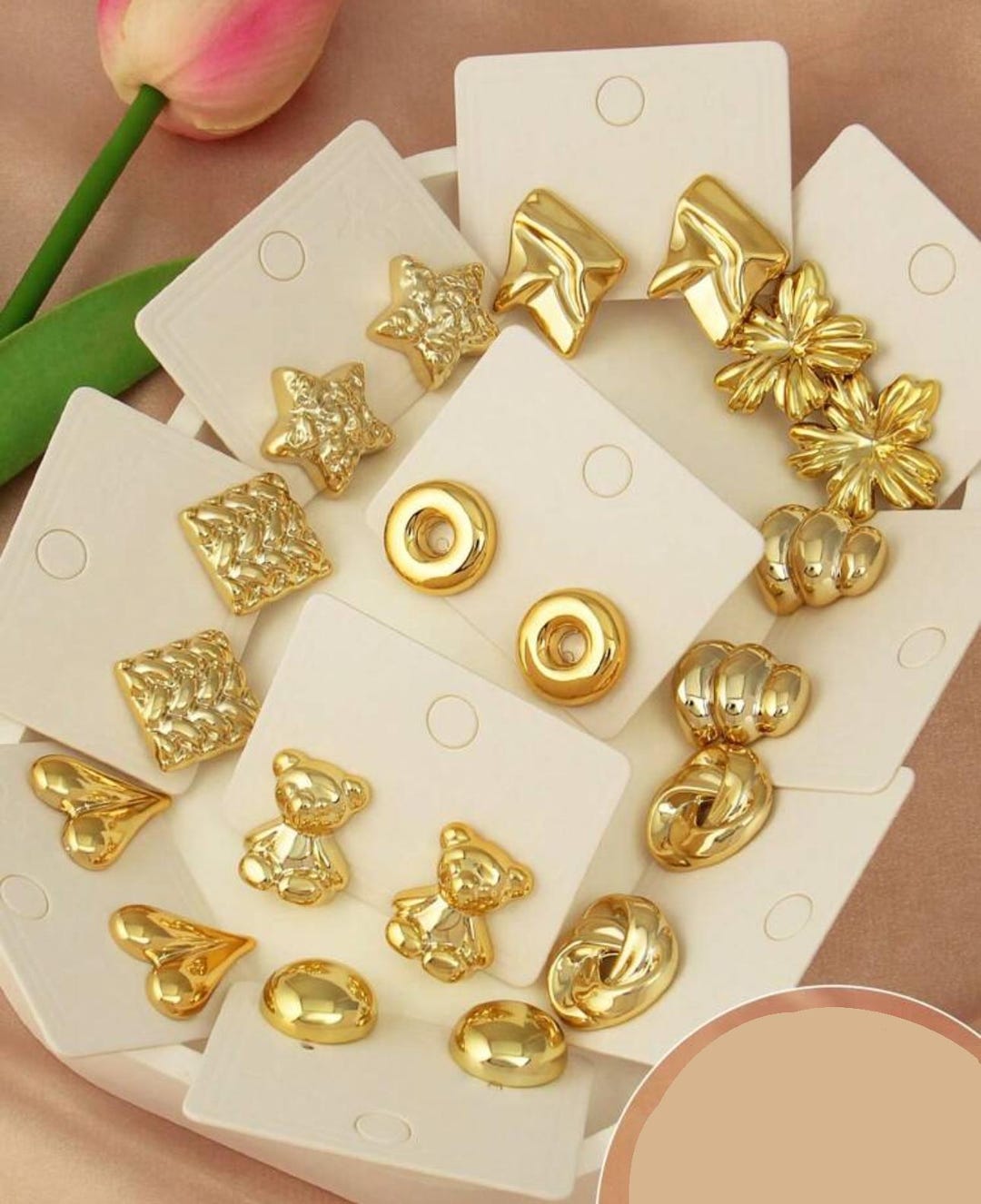 Gold Stud Earring Set | Statement Earrings | Glamorous Earring Set | 10 ...