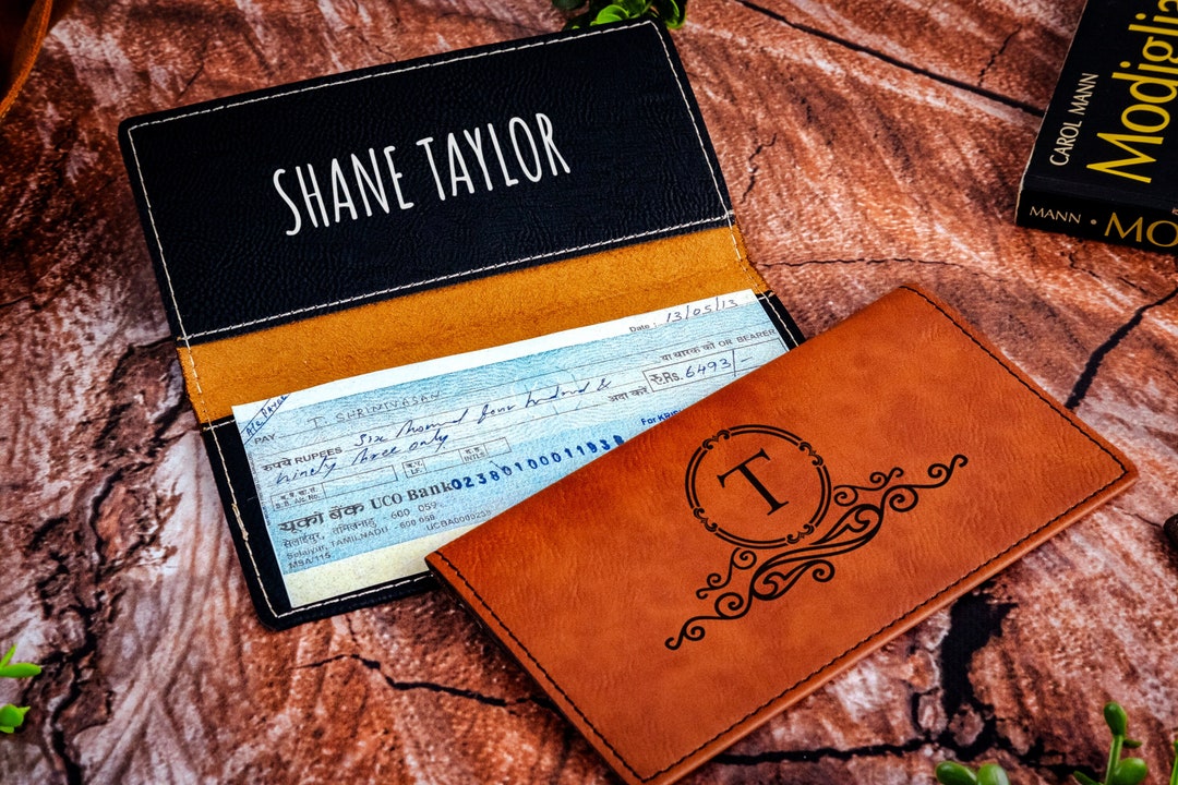 Personalized Leather Checkbook Cover, Checkbook Wallet and Holder ...