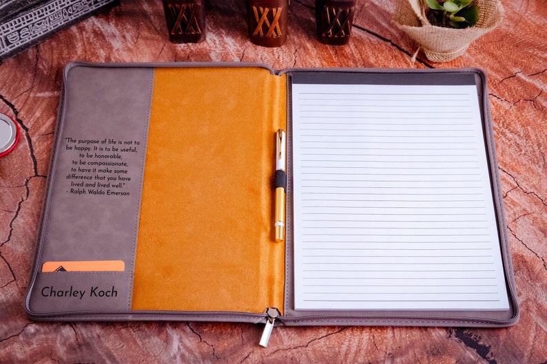 Personalized Zipper Portfolio, Refillable Portfolio, Custom Portfolio ...