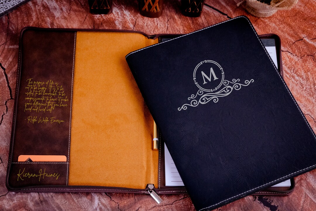 Personalized Zipper Portfolio, Refillable Portfolio, Custom Portfolio ...