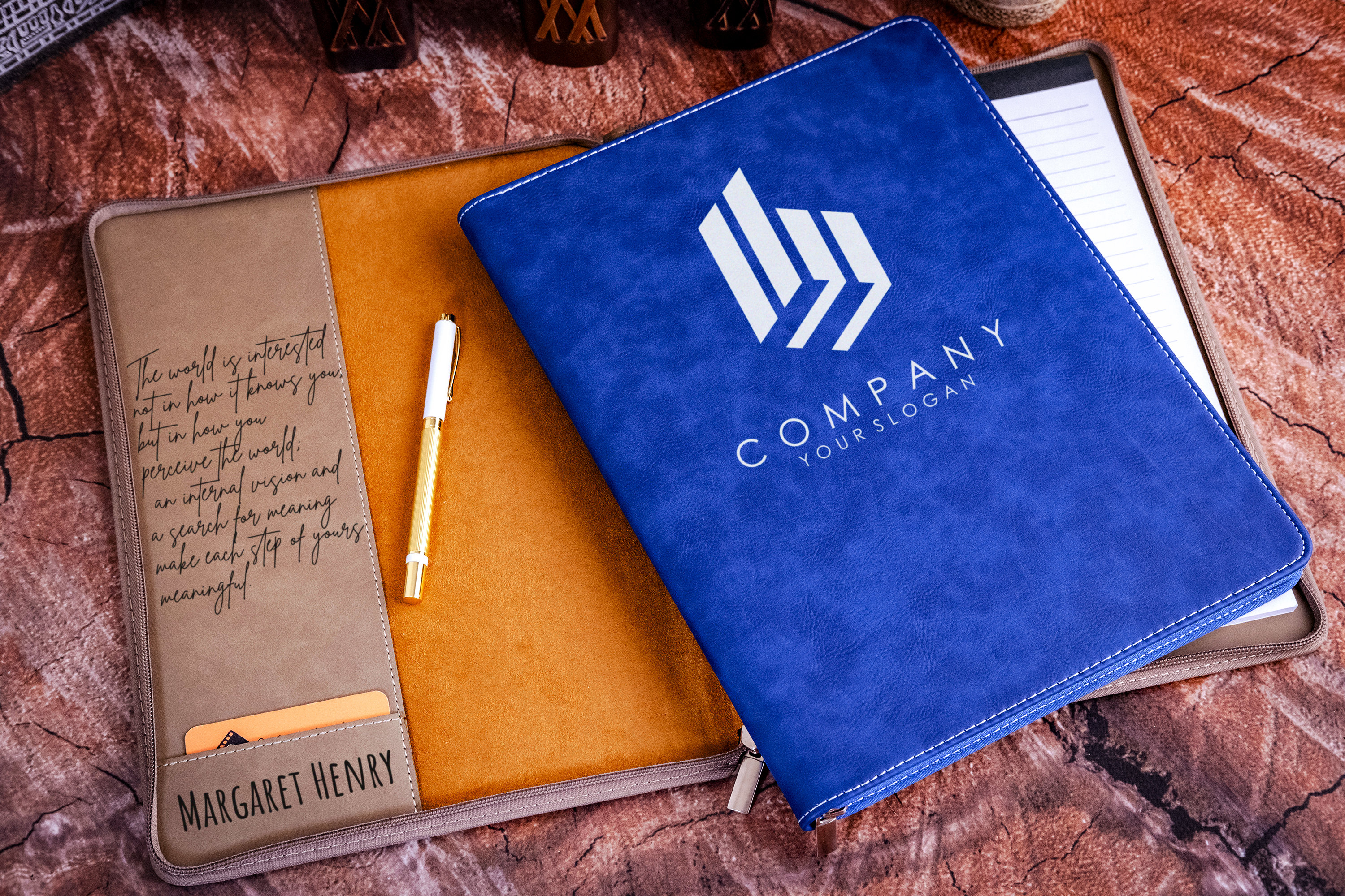 Personalized Zipper Portfolio, Refillable Portfolio, Custom Portfolio ...