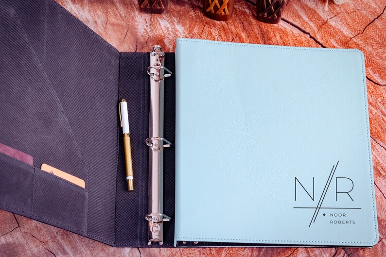 Personalized Binder, Custom Logo Binder, Leather Binder, 3-ring Binder ...