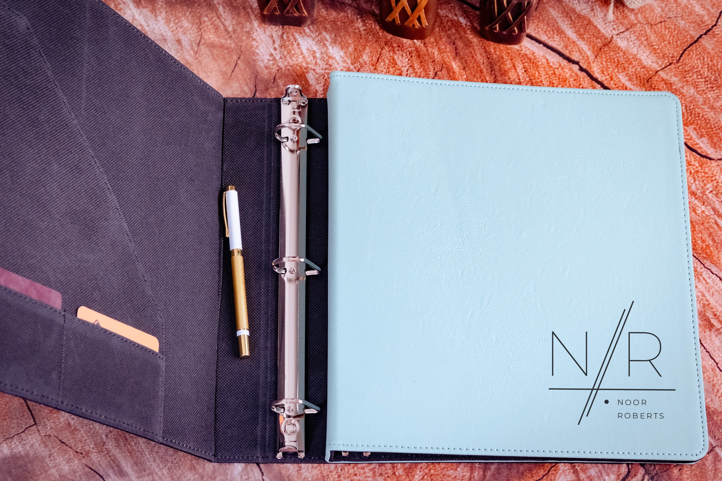 Personalized Binder, Custom Logo Binder, Leather Binder, 3-ring Binder ...