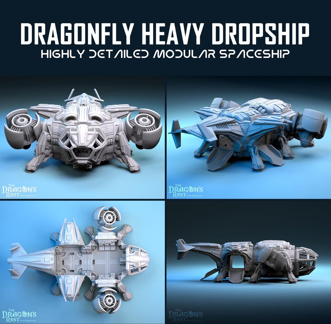 Highly Detailed Modular Spaceship - Dragonfly Heavy Dropship - Etsy