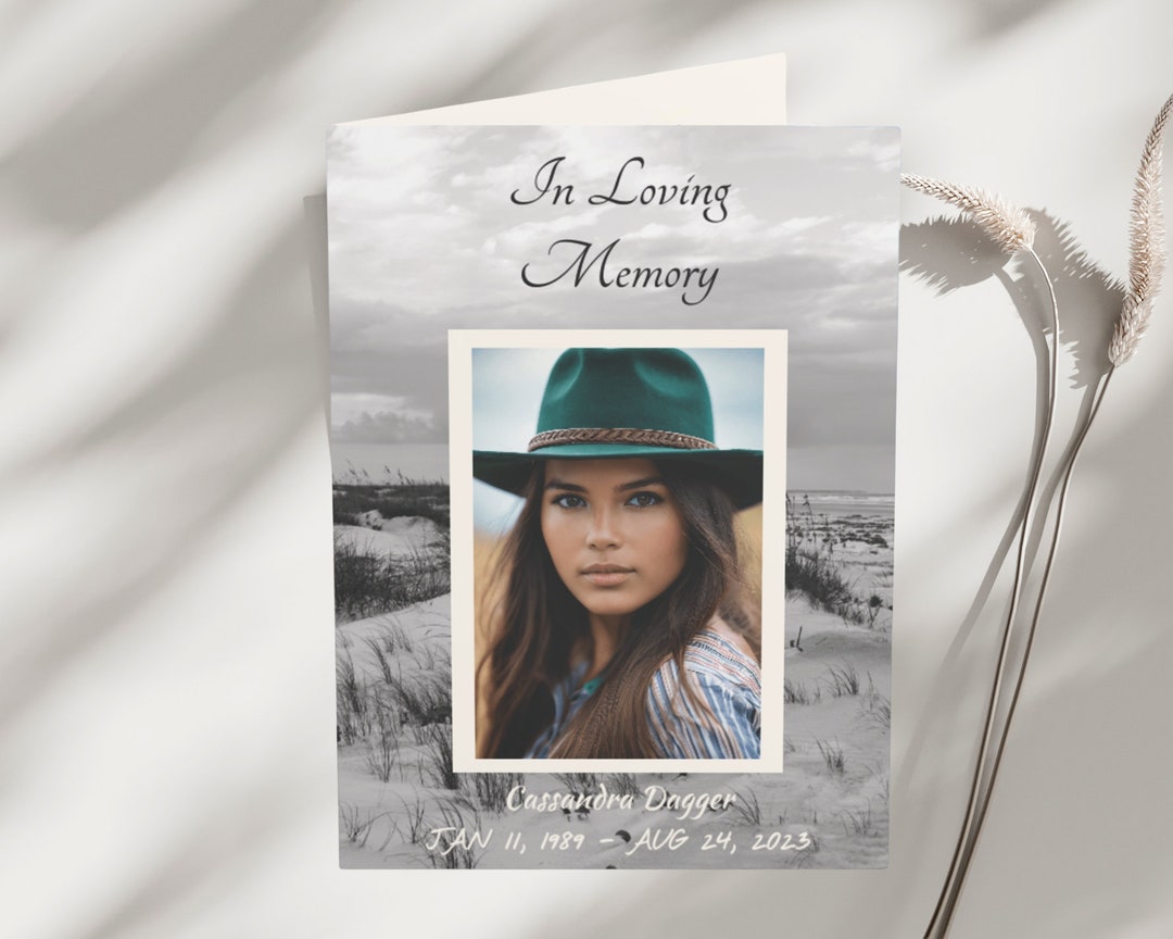 Editable Coastal Funeral Program Template, in Memory of Ocean Funeral ...