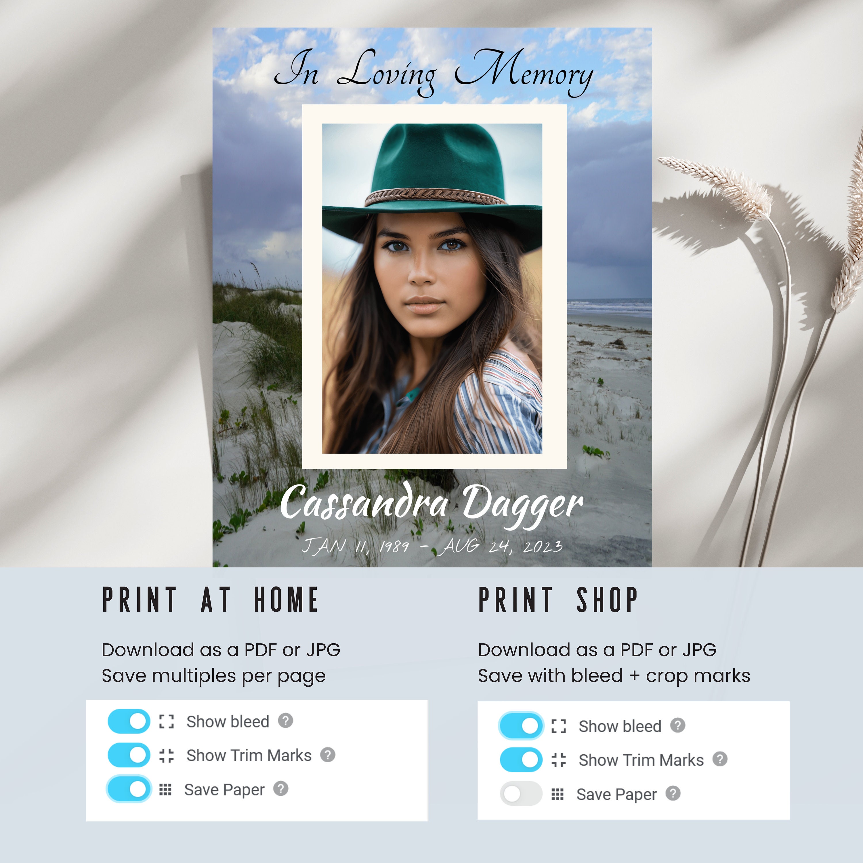 Editable Coastal Funeral Poster Template, in Memory of Funeral Sign ...