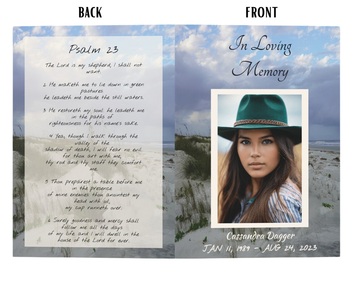 Editable Coastal Funeral Program Template, in Memory of Ocean Funeral ...