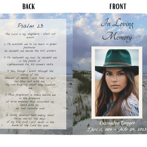 Editable Coastal Funeral Program Template, in Memory of Ocean Funeral ...