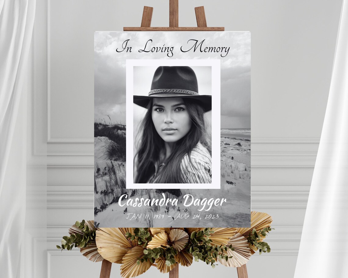 Editable Coastal Funeral Poster Template, in Memory of Funeral Sign ...