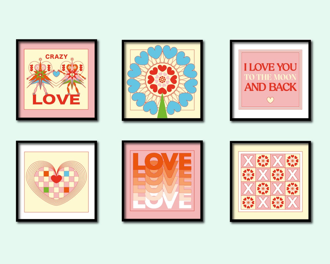 Printable: 6 Illustrations for VALENTINE'S DAY | 6 Printable Visuals ...