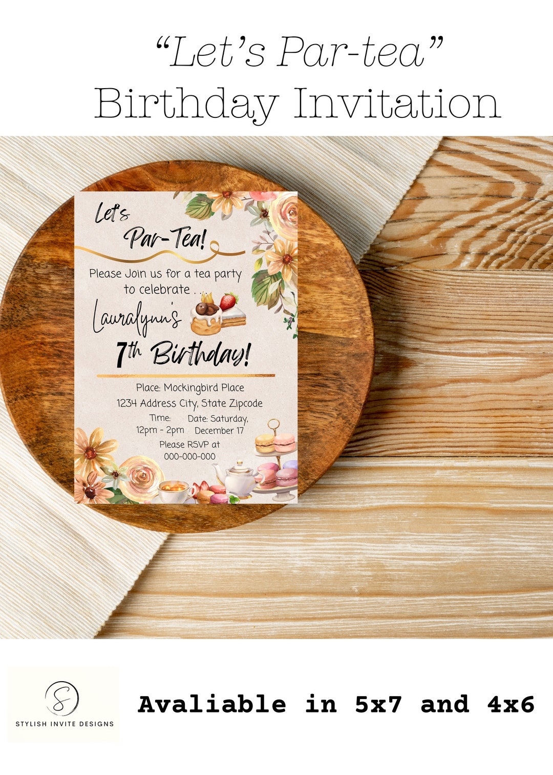 Let's Par-tea Personalized Tea Party Birthday Invitation - Etsy