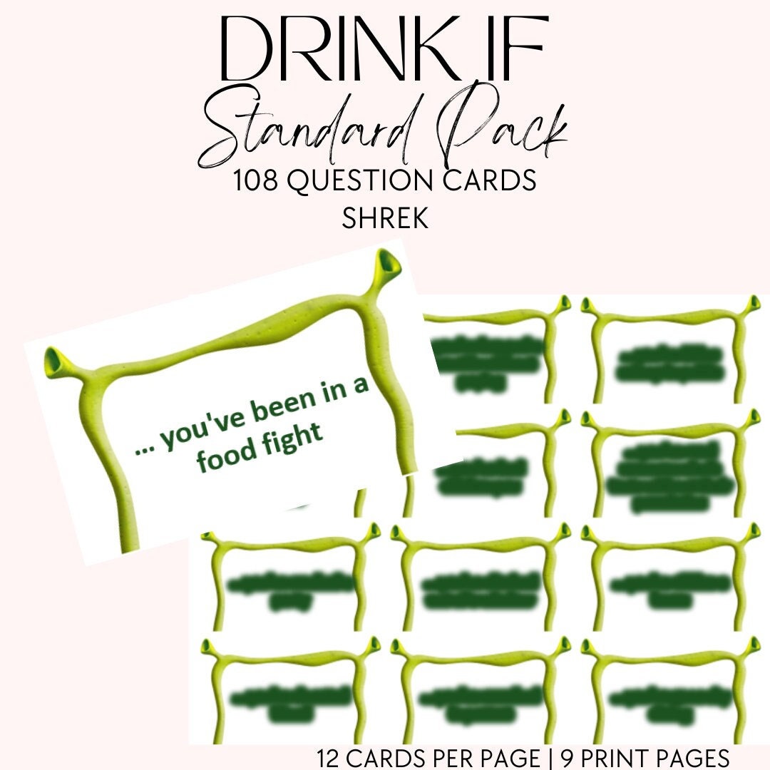 Drink If Game - Standard Pack - Shrek - Etsy