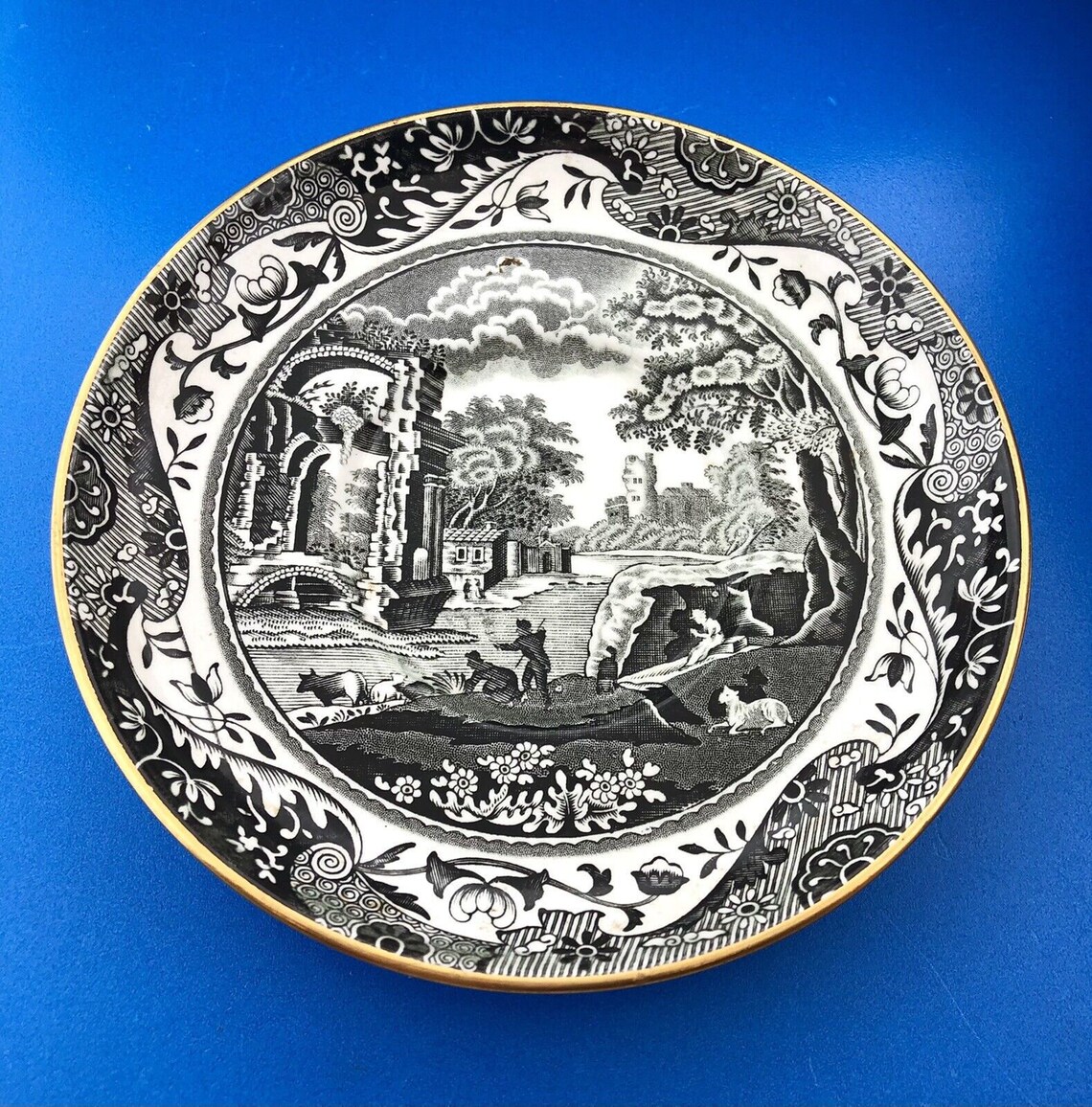 Spode England Woodland Black White Landscape Design Demitasse Cup W ...